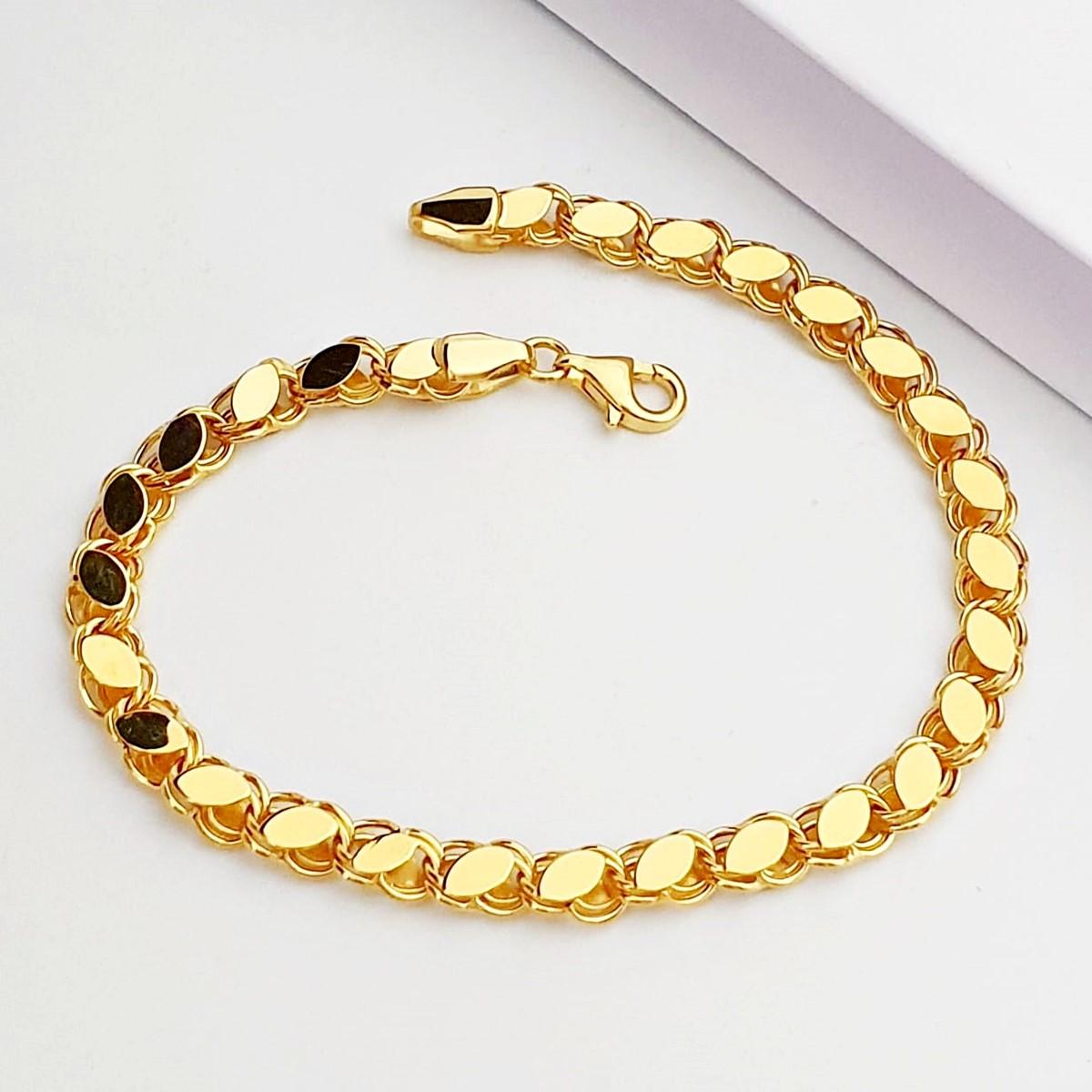14 Ayar 5mm Pullu Zincir Bileklik KN08738 - Altın Plaza