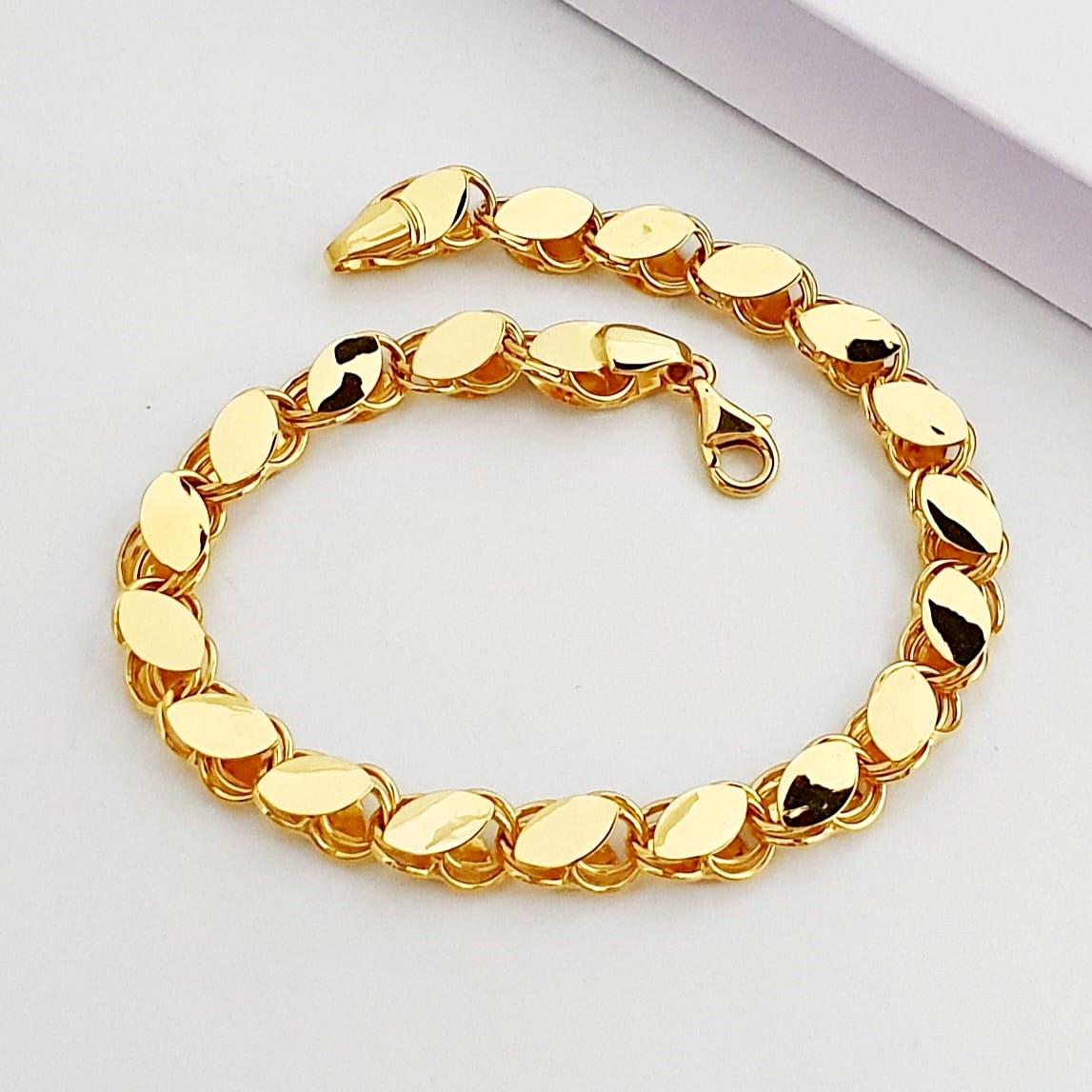 14 Ayar 7mm Pullu Zincir Bileklik KN08737 - Altın Plaza