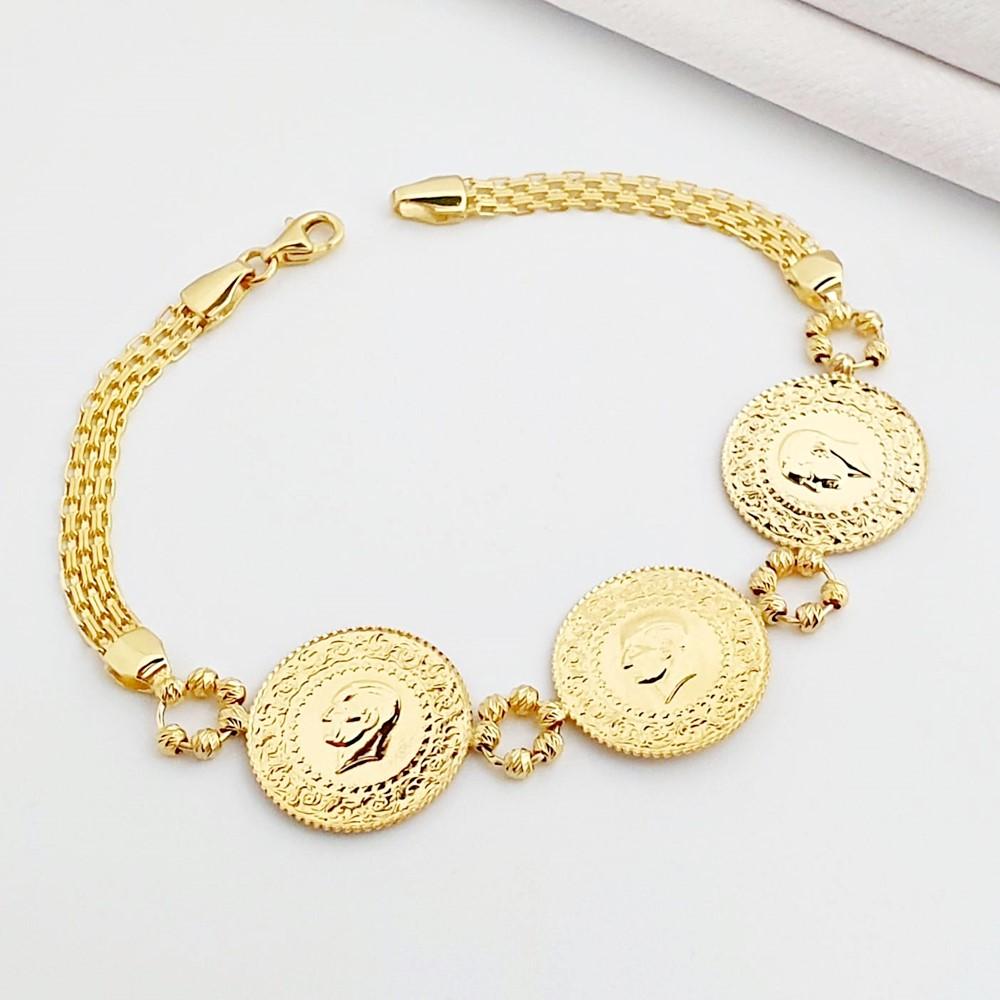 3 Çeyrekli Hasır Kordonlu Altın Bileklik KN05167 - Altın Plaza