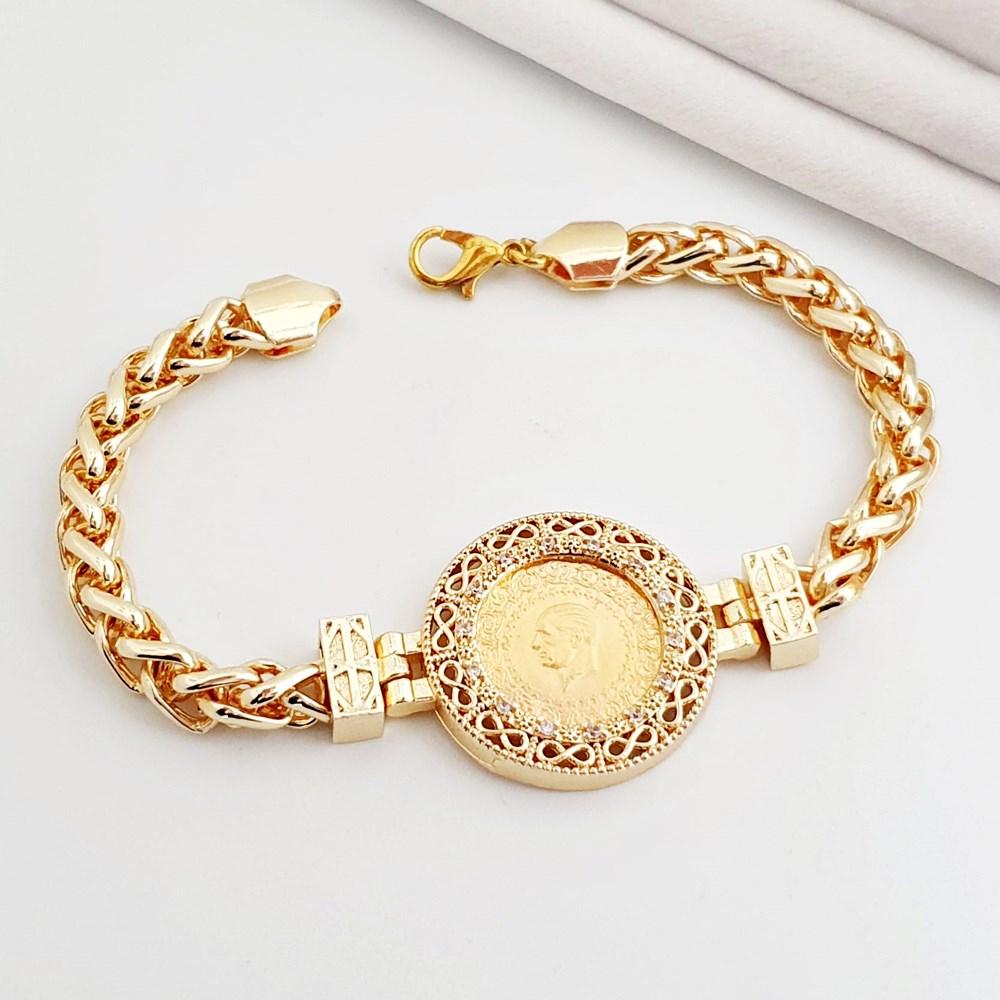 Çeyrek Altın Takılı Sonsuzluk Çerçeveli Bileklik KN04581 - Altın Plaza