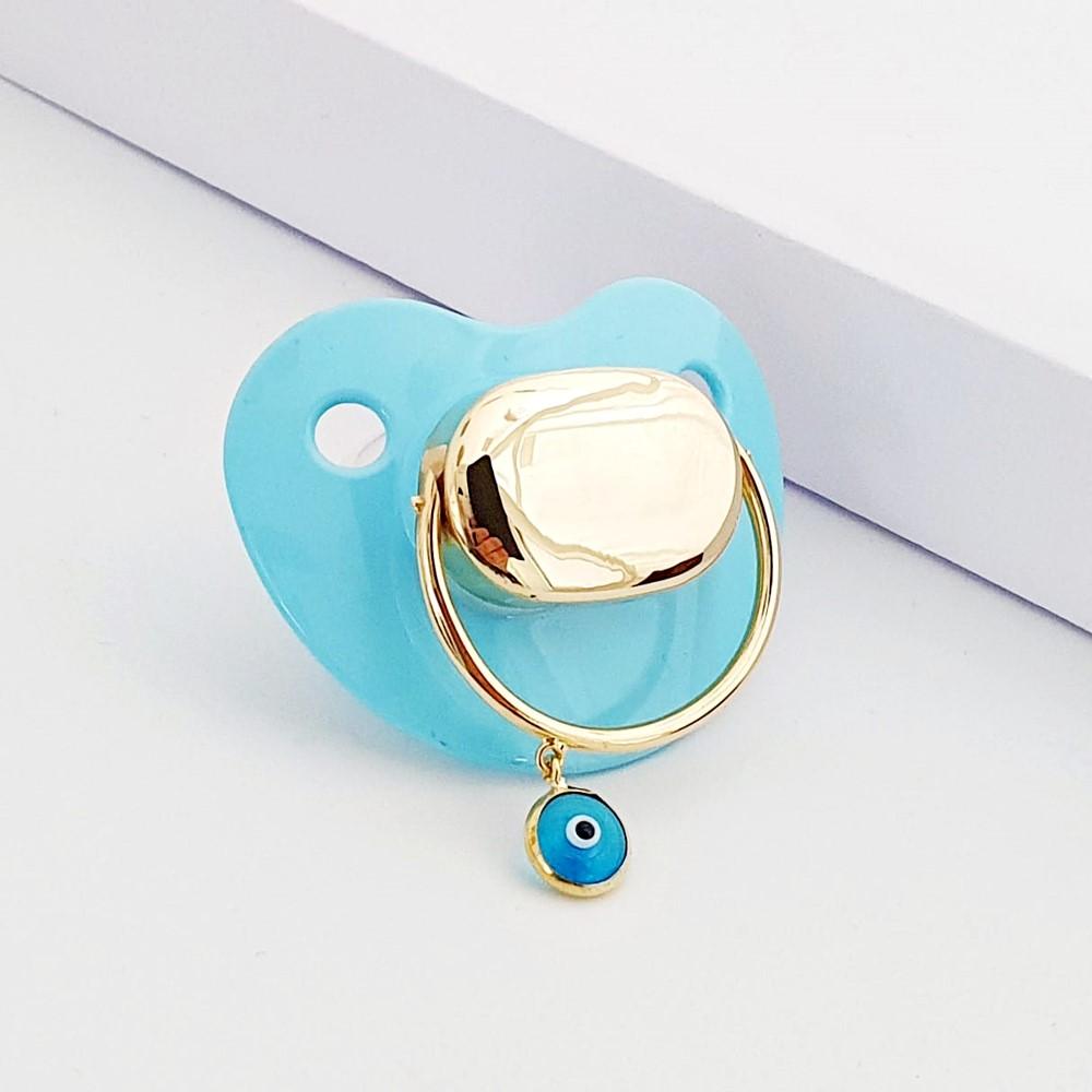 Mavi 14 Ayar Erkek Bebek Emzik KL08349 - Altın Plaza