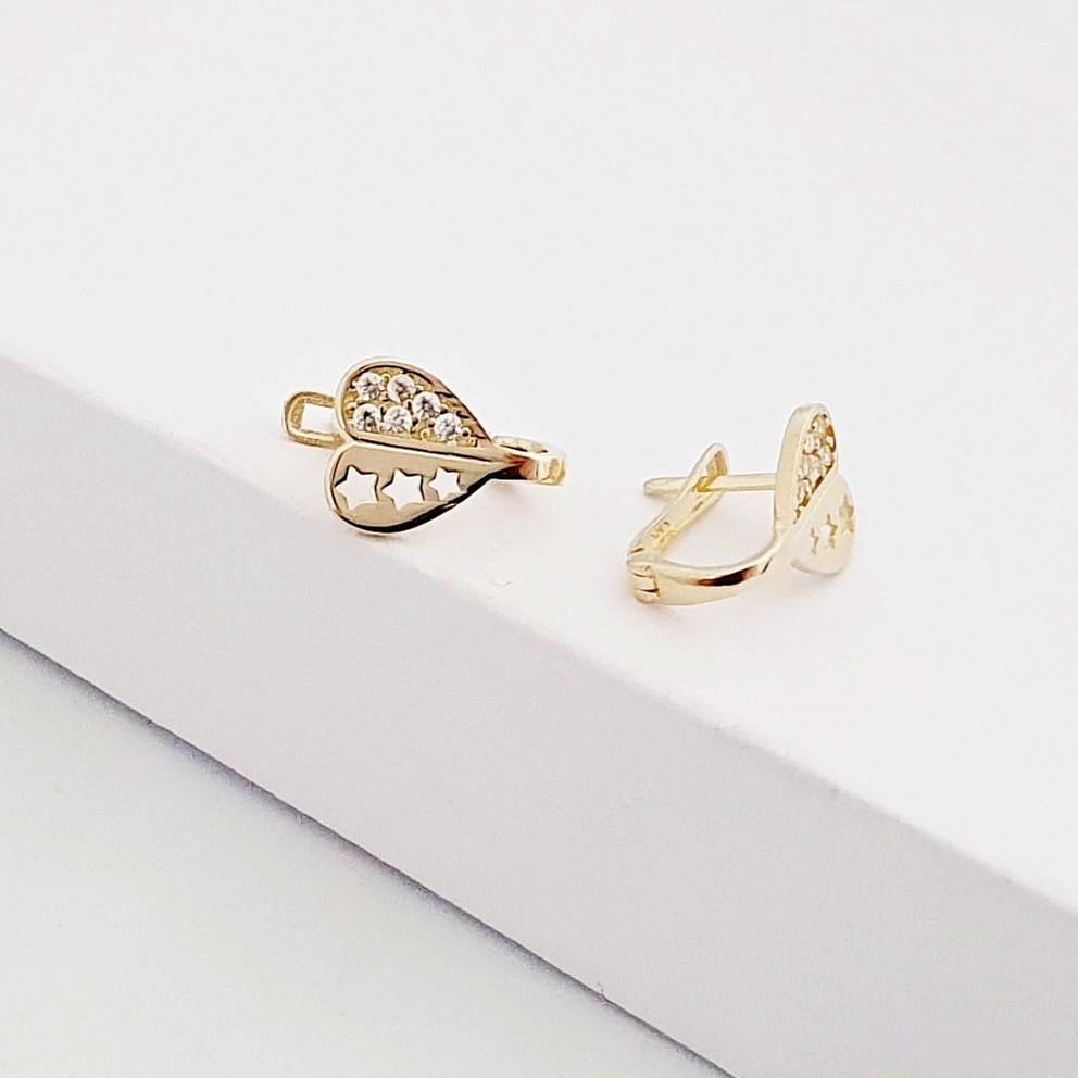 Yıldız Detay Kalp Altın Çocuk Küpe KP10829 - Altın Plaza