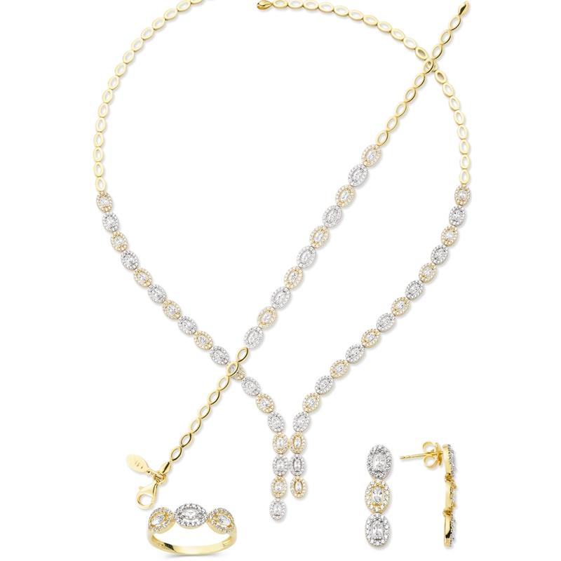 Elmas Efekt Oval Motifli Altın Setler St415 - Altın Plaza