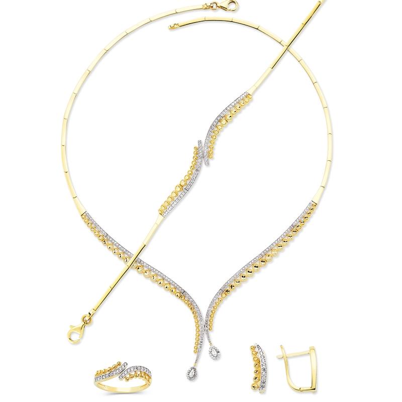 Elmas Efektli Şık Tasarım Altın Set Takım St351 - Altın Plaza