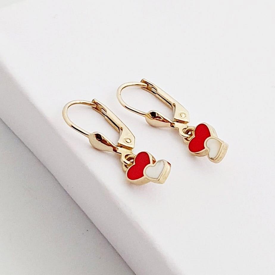 Küçük Kalpler Altın Sallantılı Çocuk Küpe KP11004 - Altın Plaza