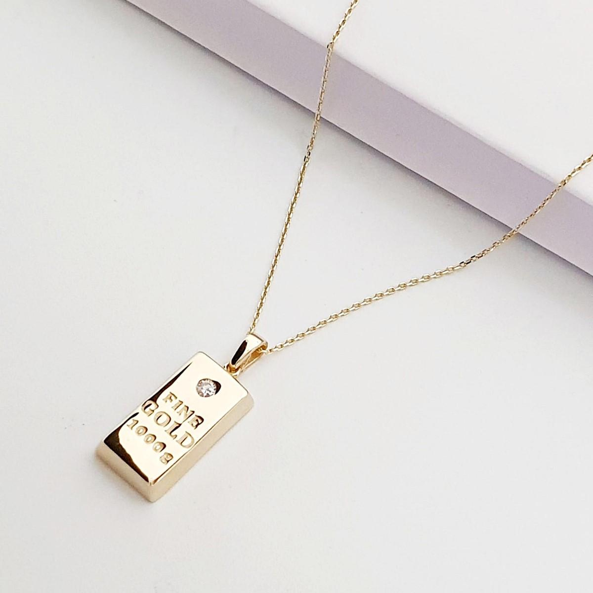 Minimal Tektaş Külçe Tasarım Altın Kolye KL13213 - Altın Plaza